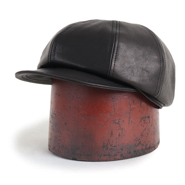 JAM BUSTER 8 PANELS CAP / VINTAGE STYLE LEATHER / BLACK — SPEEDWAY
